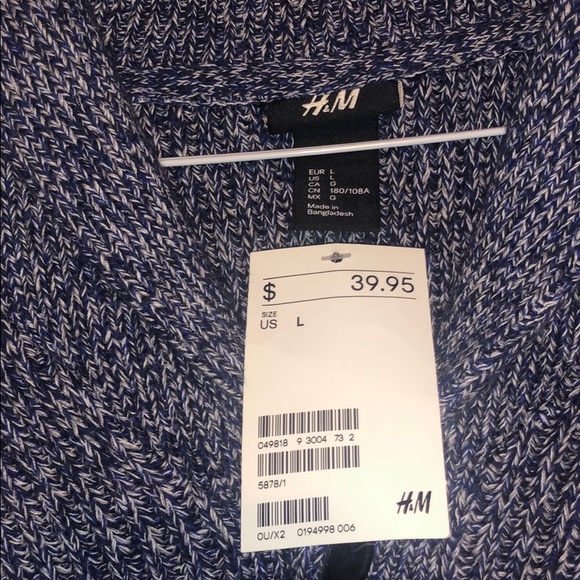 H&M | Sweaters | Mens Hm Cow Neck Cardigan Size Large In Blue | Poshmark